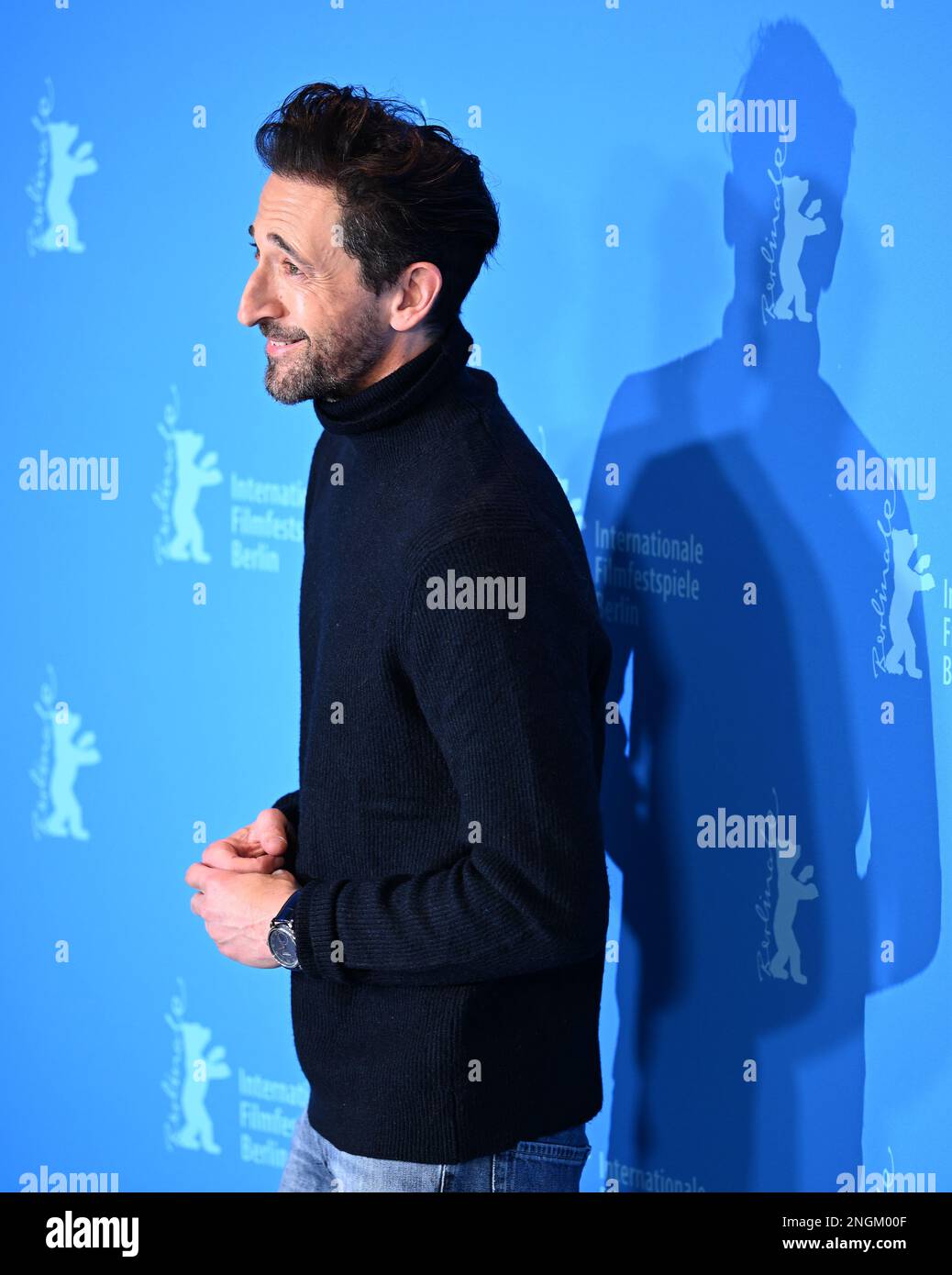 Berlin, Germany. 18th Feb, 2023. Adrien Brody, actor, stands in front ...