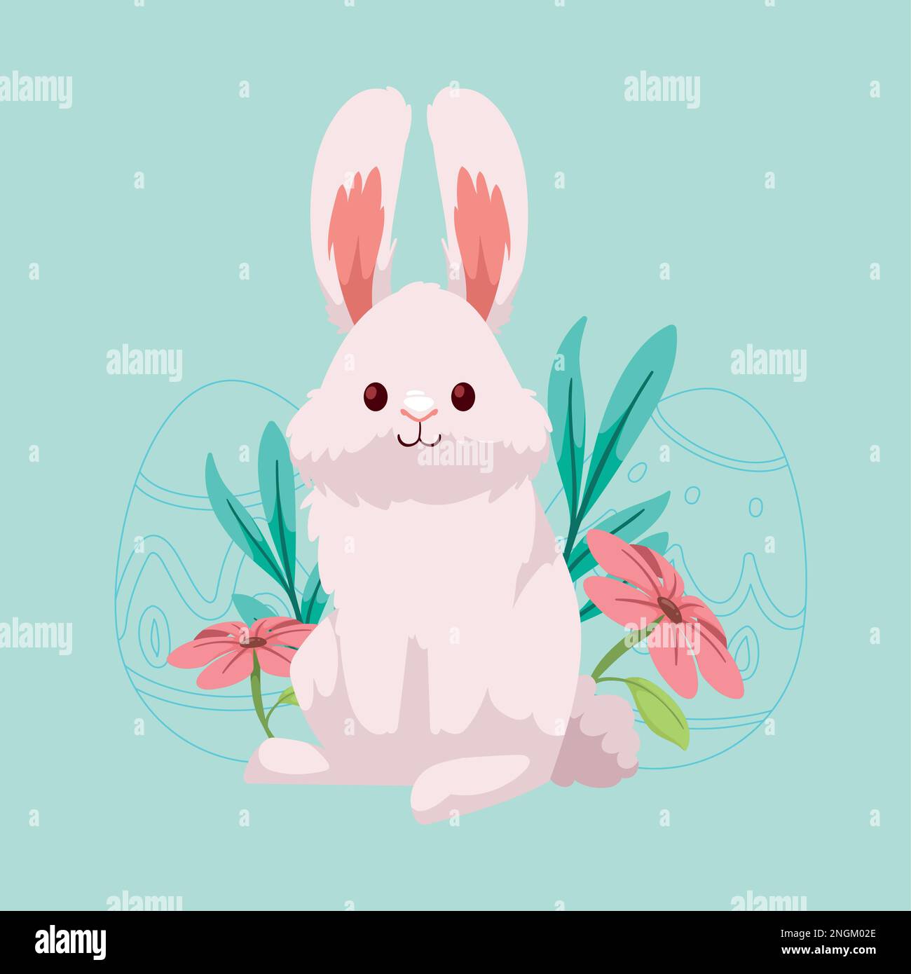 spring rabbit with flowers Stock Vector Image & Art - Alamy