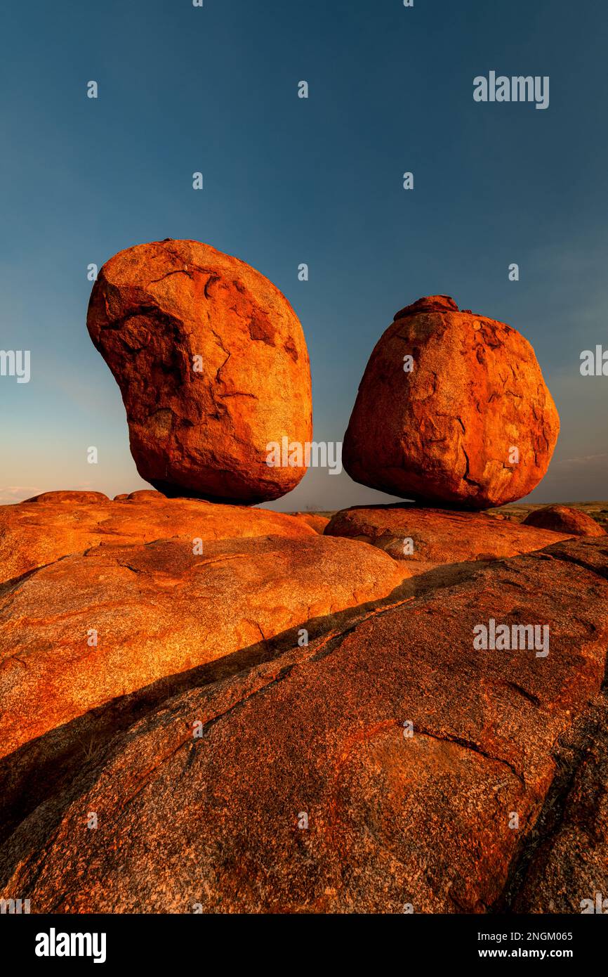 Famous rock formation of Devils Marbles in Australia's red heart Stock ...