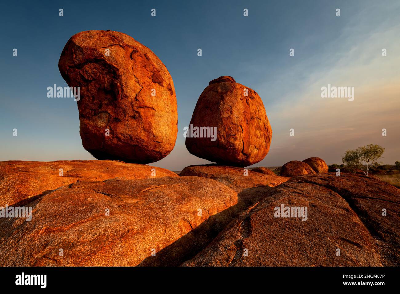 Famous rock formation of Devils Marbles in Australia's red heart Stock ...