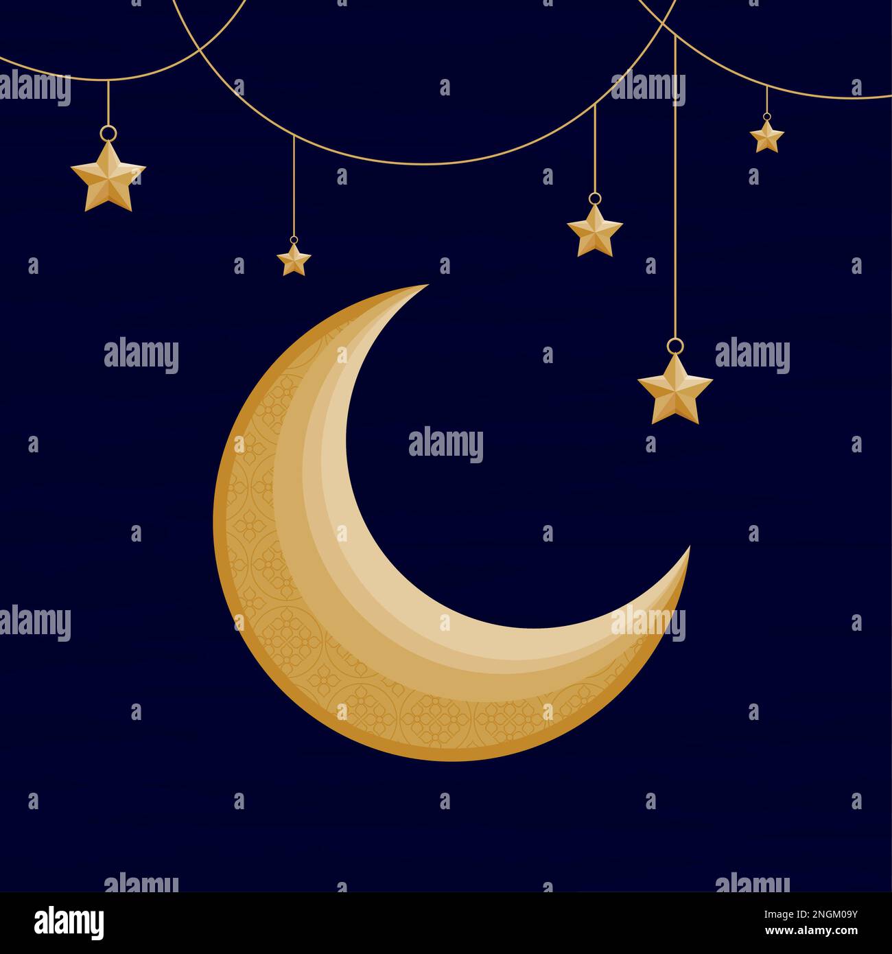 golden crescent moon with stars Stock Vector Image & Art - Alamy