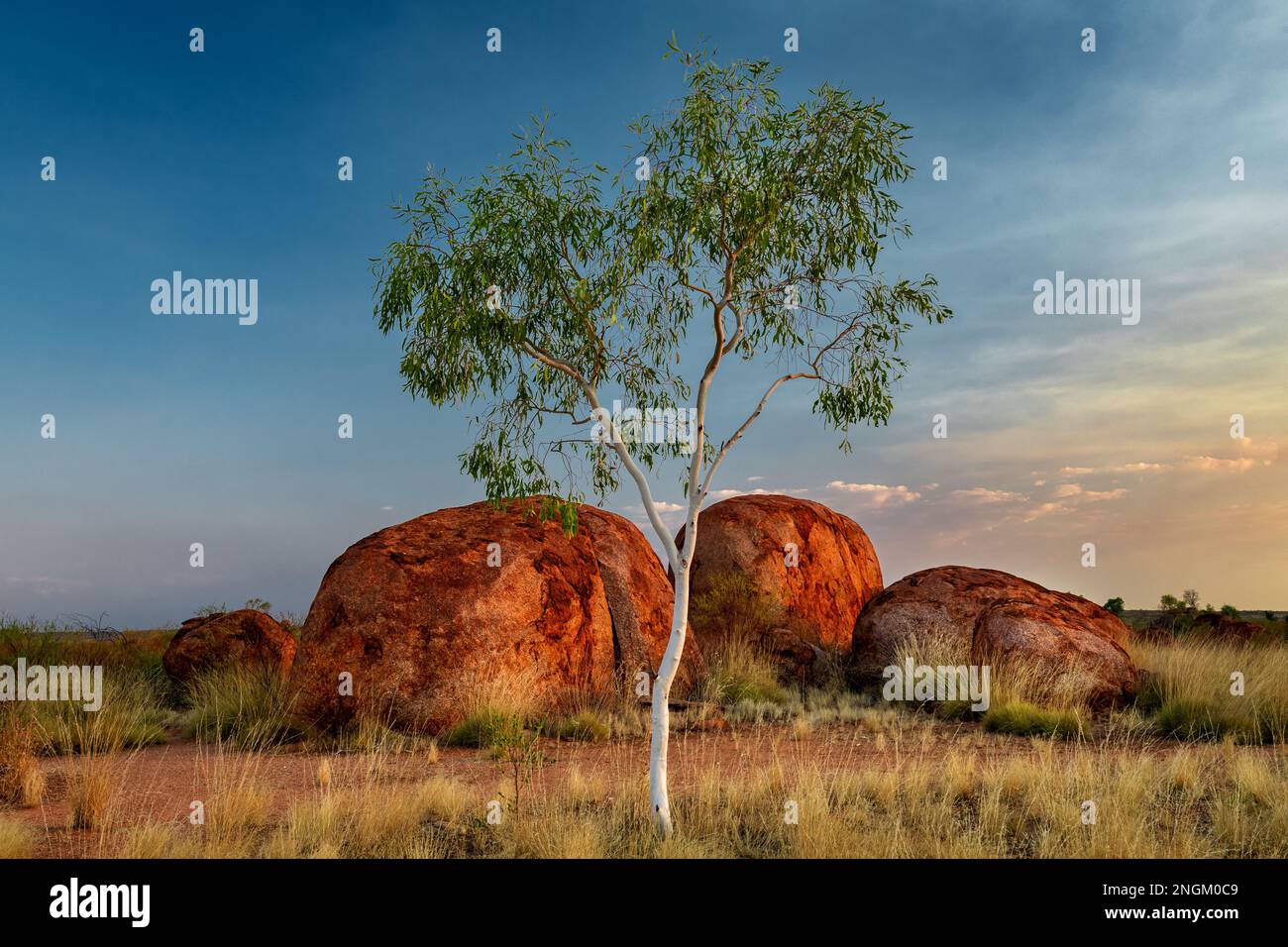 Famous rock formation of Devils Marbles in Australia's red heart Stock ...