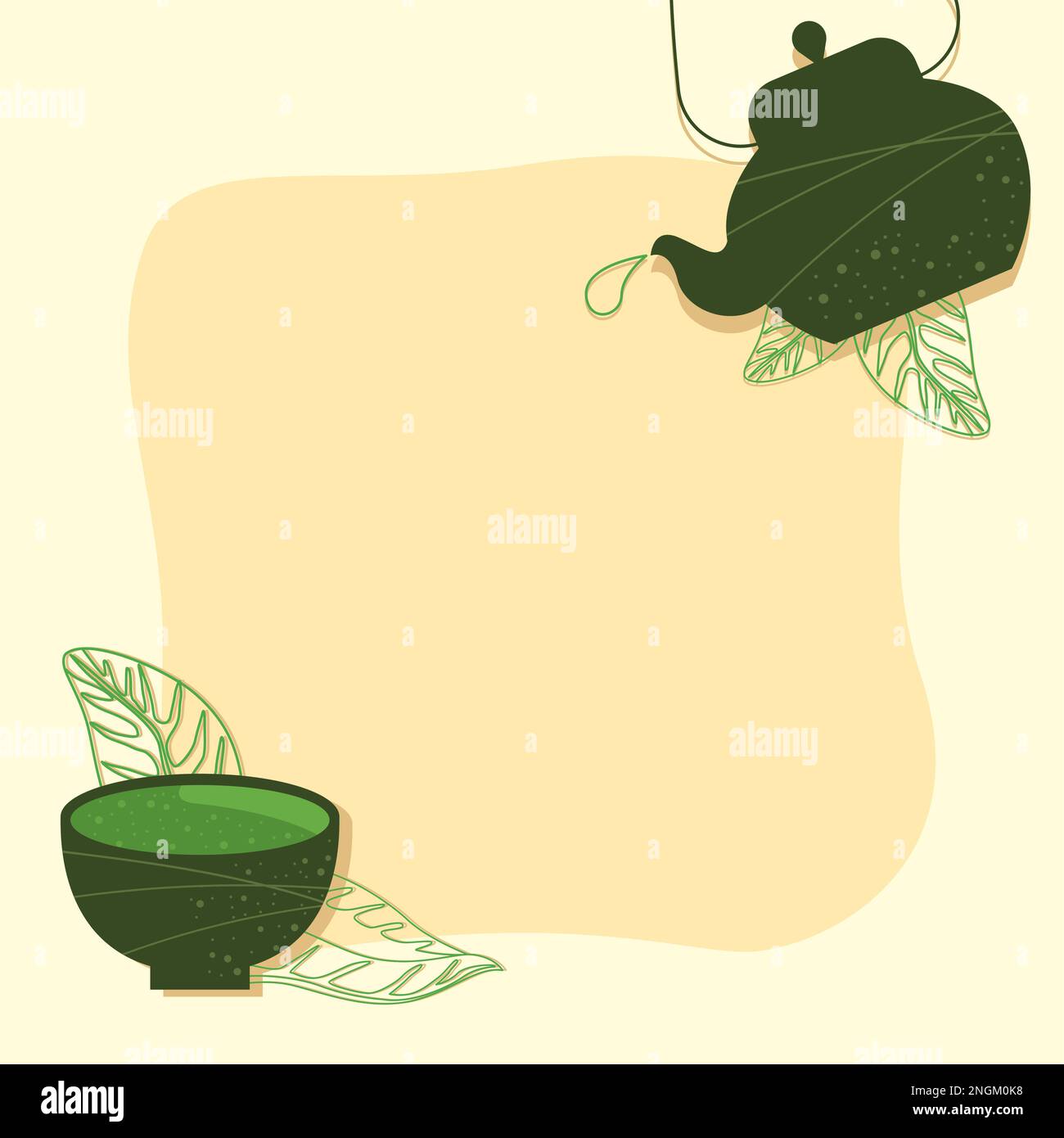 matcha teapot and cup frame Stock Vector Image & Art - Alamy