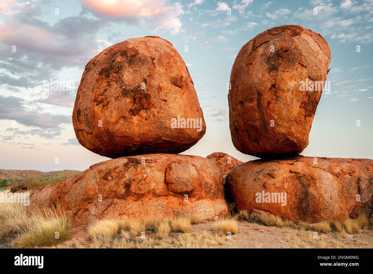 Famous rock formation of Devils Marbles in Australia's red heart Stock ...