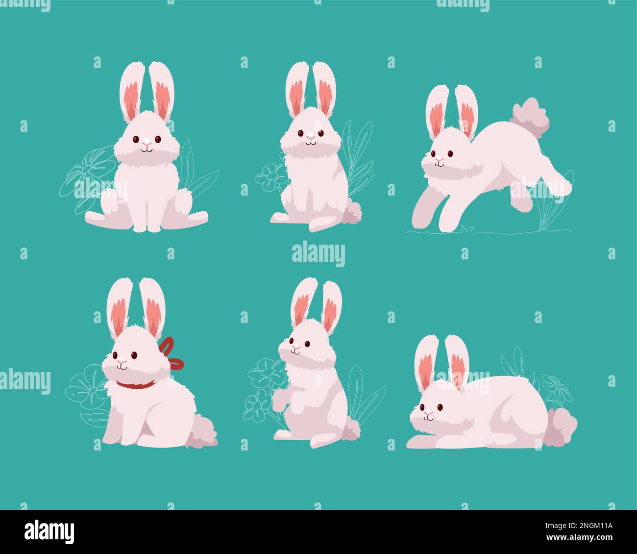 six spring rabbits Stock Vector Image & Art - Alamy