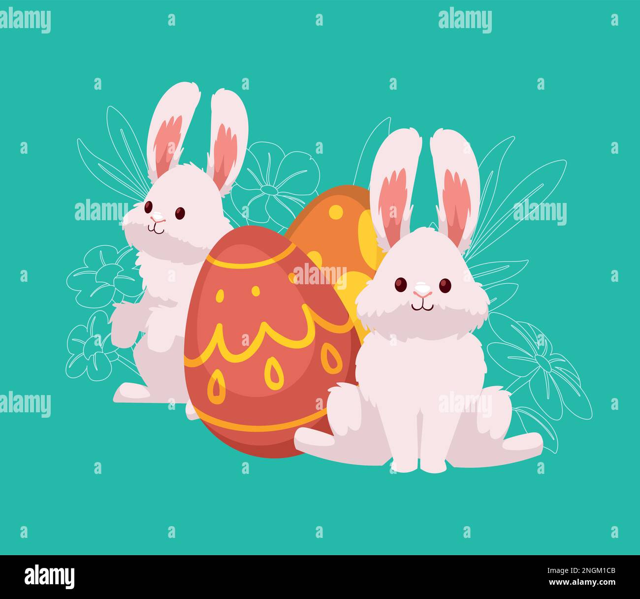 spring eggs with rabbits couple Stock Vector Image & Art - Alamy