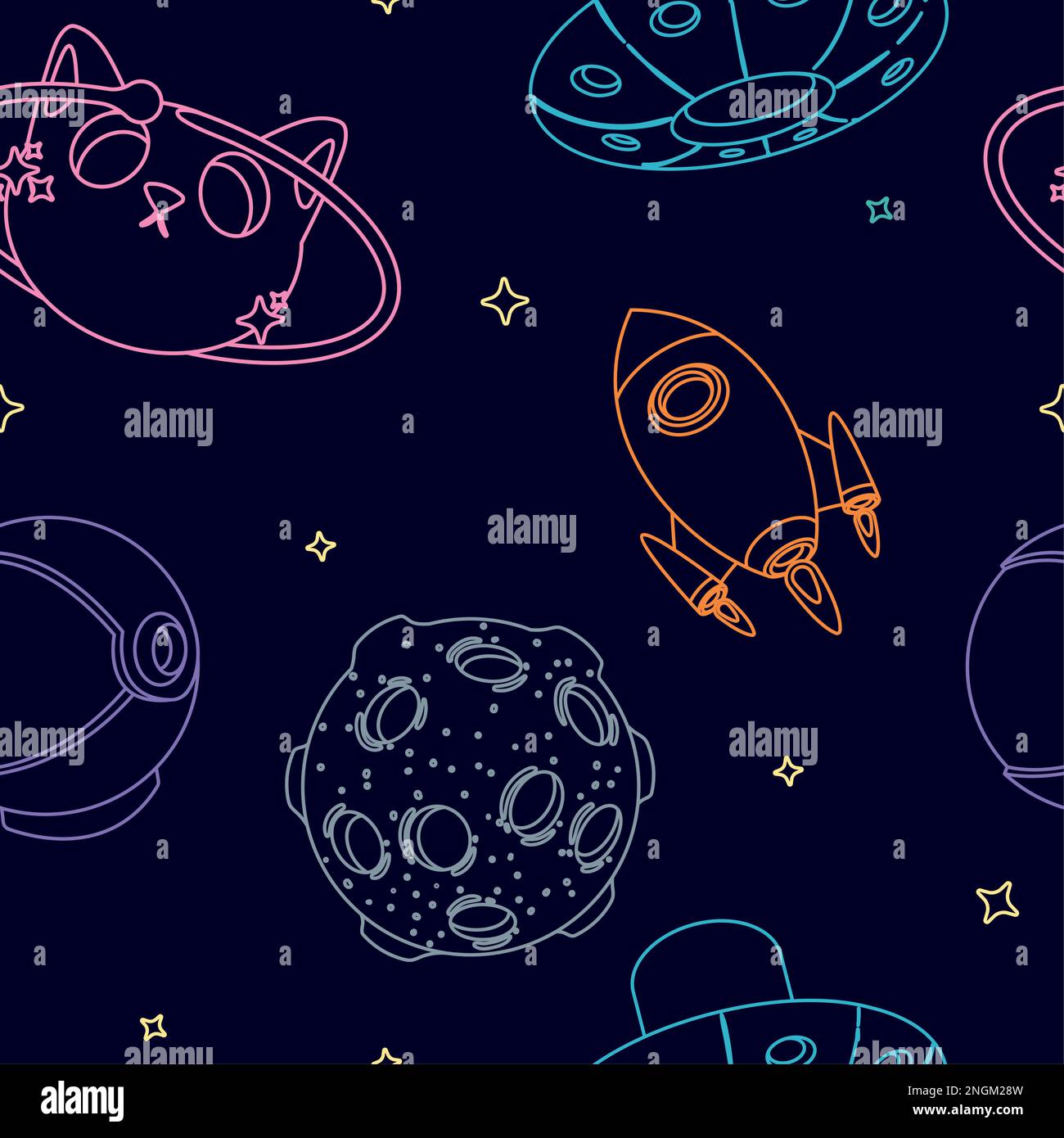 space outer neon pattern Stock Vector Image & Art - Alamy
