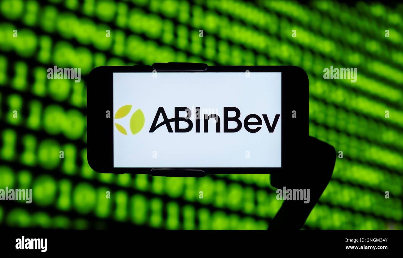 In this photo illustration, the logo of Anheuser-Busch InBev (ABInBev ...