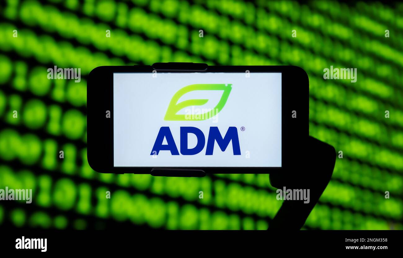 In this photo illustration, the logo of Archer-Daniels-Midland (ADM ...