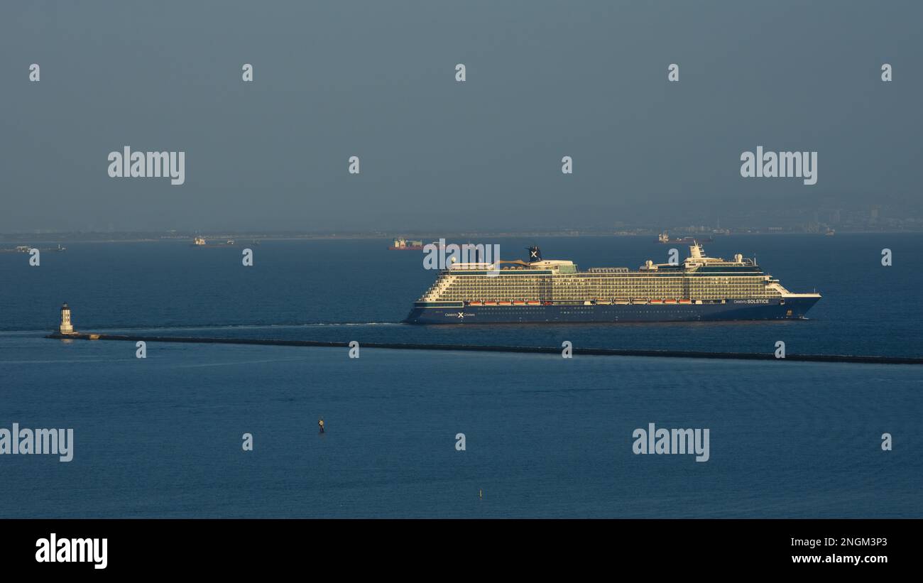 Celebrity Solstice cruise ship shown leaving the port in the late ...