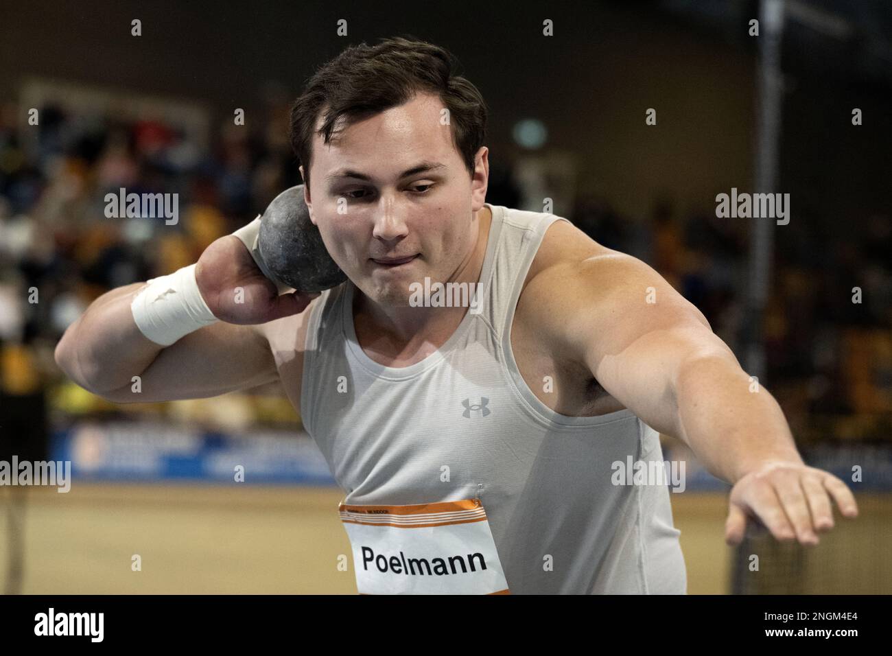 APELDOORN - Shot putter Sven Poelmann during the first day of the Dutch ...