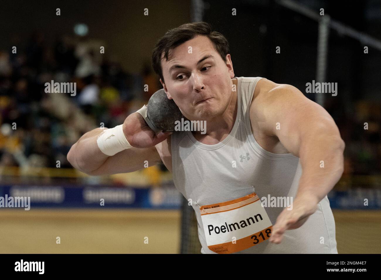 APELDOORN - Shot putter Sven Poelmann during the first day of the Dutch ...