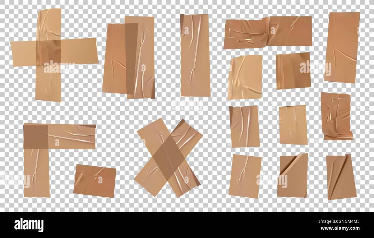 Adhesive tape. Realistic adhesive scotch with torn edges. 3D stripes ...