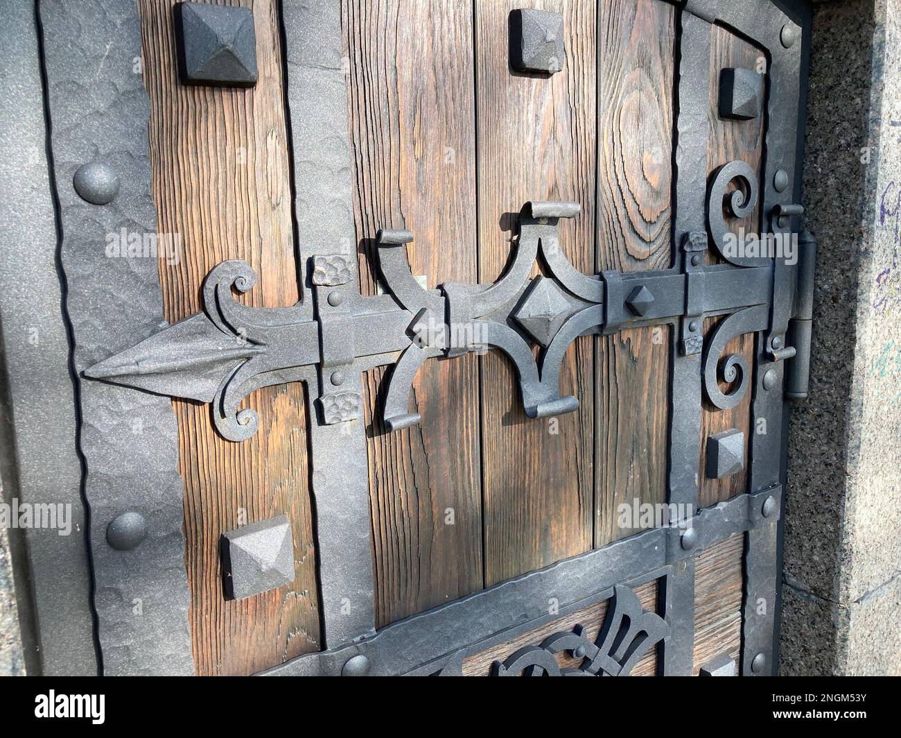 Old medieval doors and gates for castle, church and village. An ancient ...