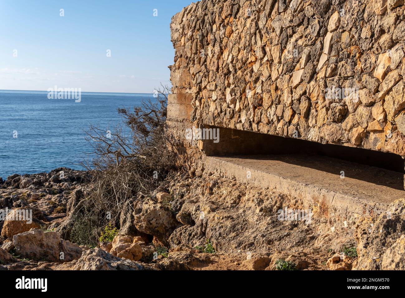 General view of a concrete bunker from the Spanish Civil War on the ...