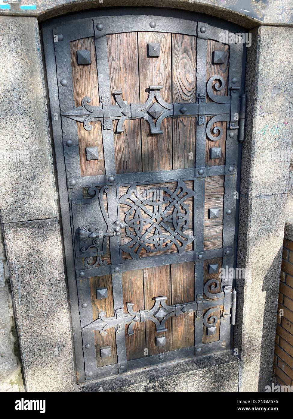 Old medieval doors and gates for castle, church and village. An ancient ...