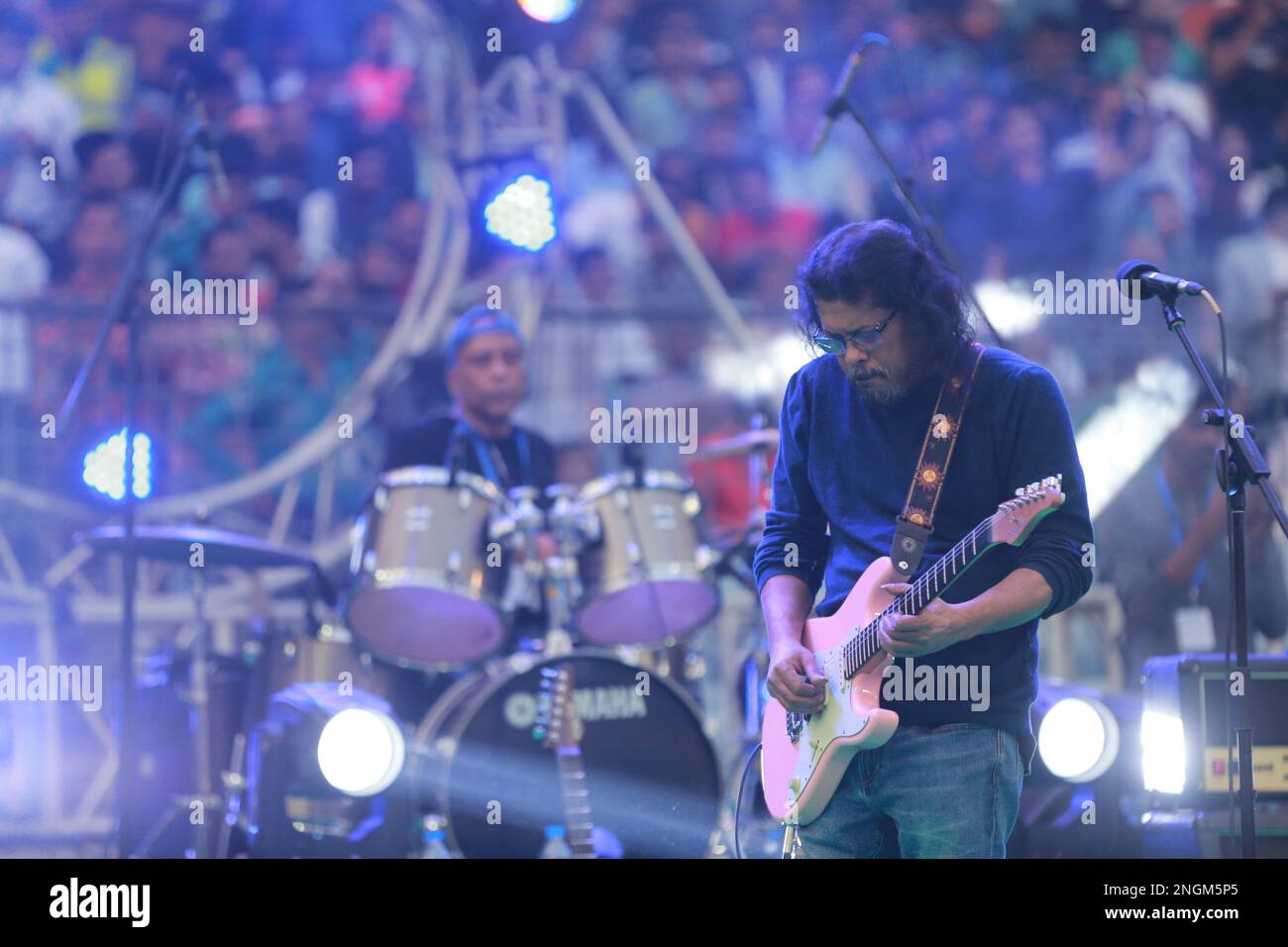 An electric atmosphere greeted band Nagar Baul, led by James performing at the Sher-e-Bangla ...