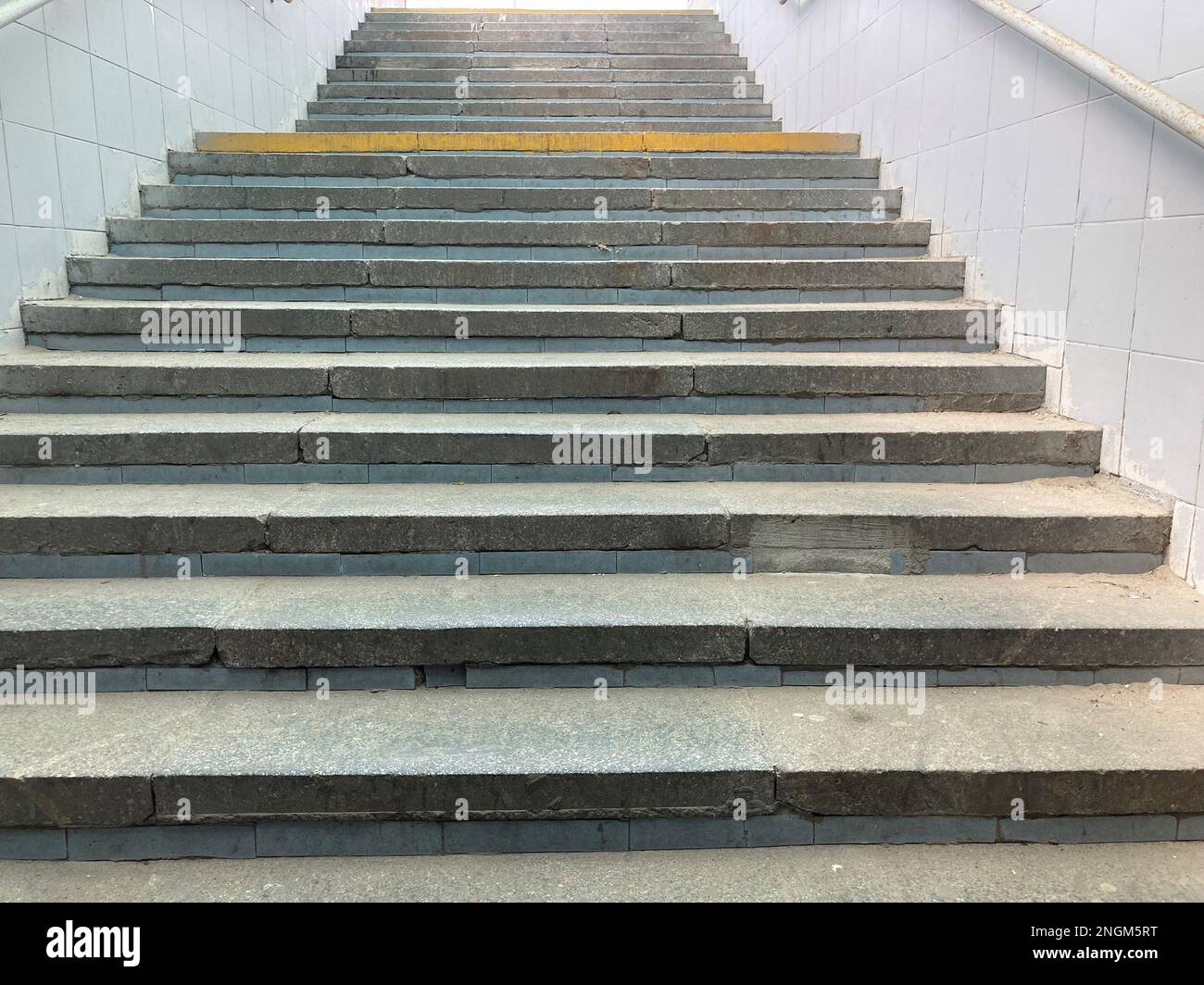 Steps close to going up. Close up view of design of old stone staircase ...
