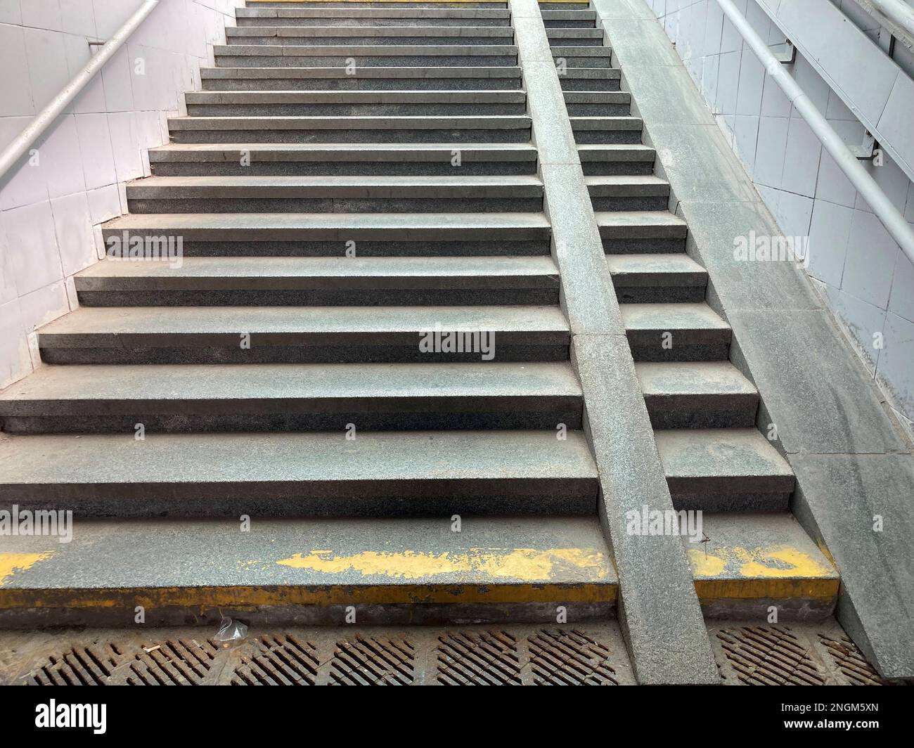 Steps close to going up. Close up view of design of old stone staircase ...