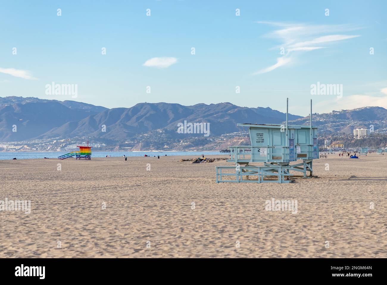 A picture of a light blue lifeguard tower on Venice Beach Stock Photo ...