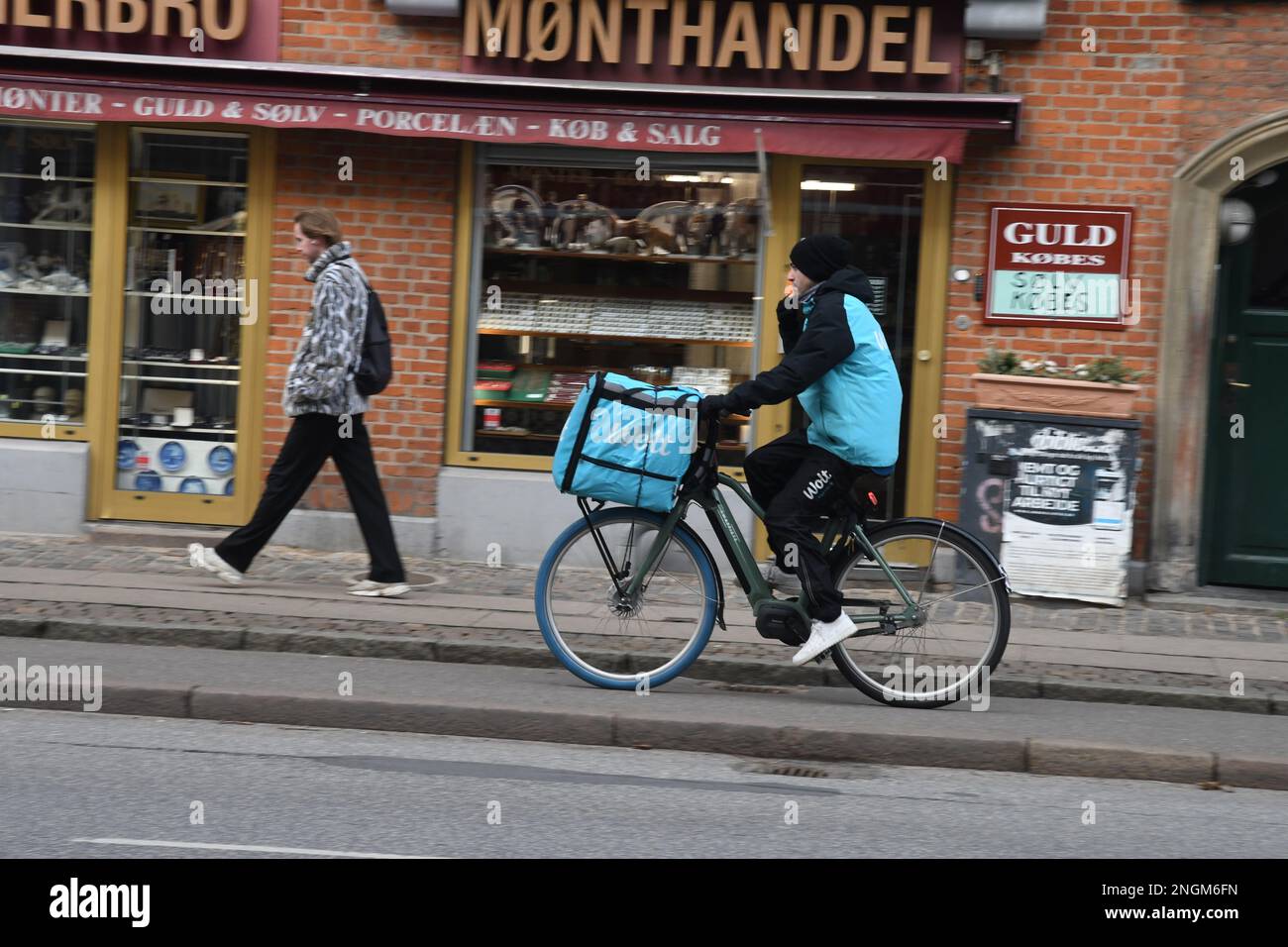 Copenhagen/Denmark/18 ebruary 2023/ Wolt partner food delivery male ...