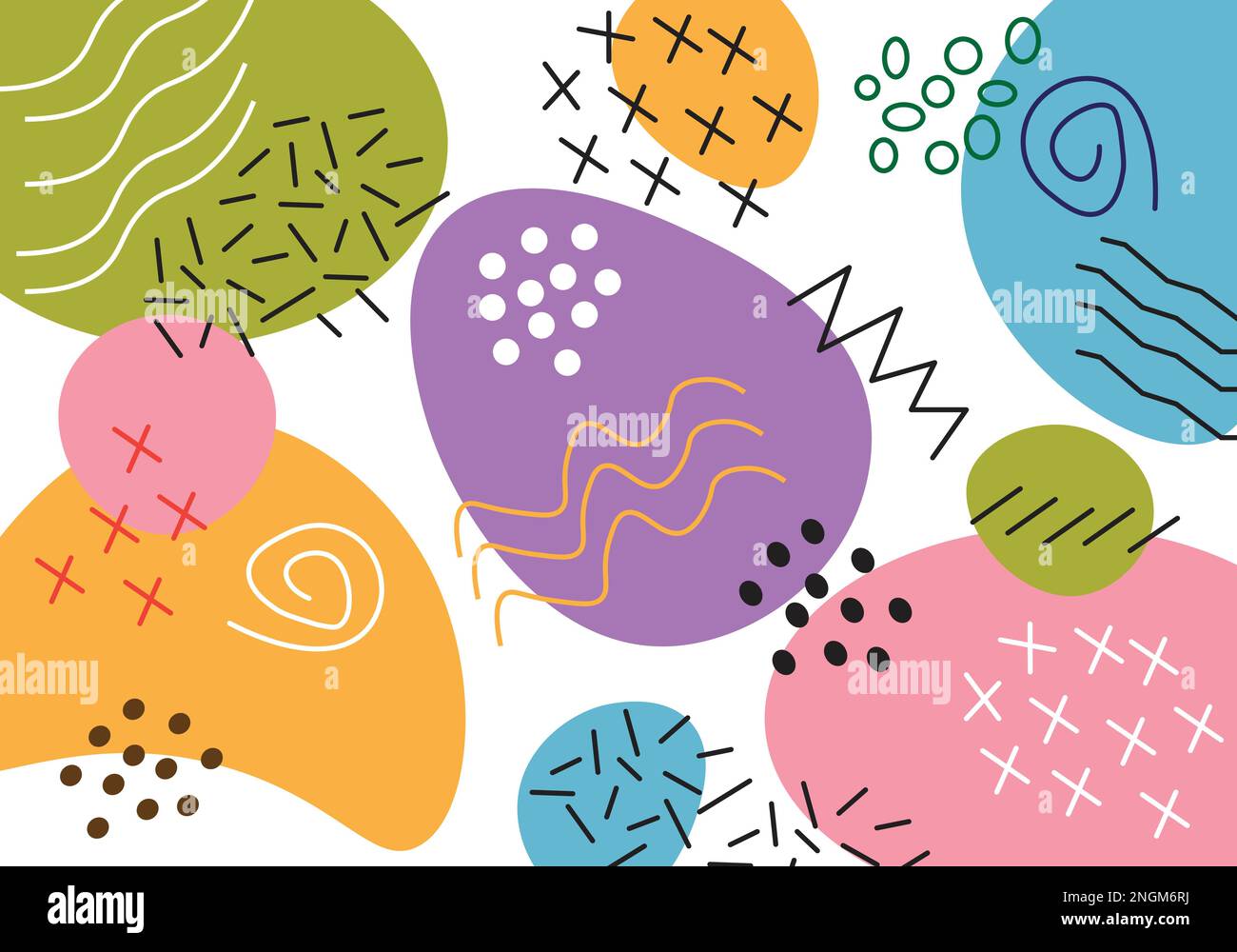 Creative doodle art header with different shapes and textures Stock ...