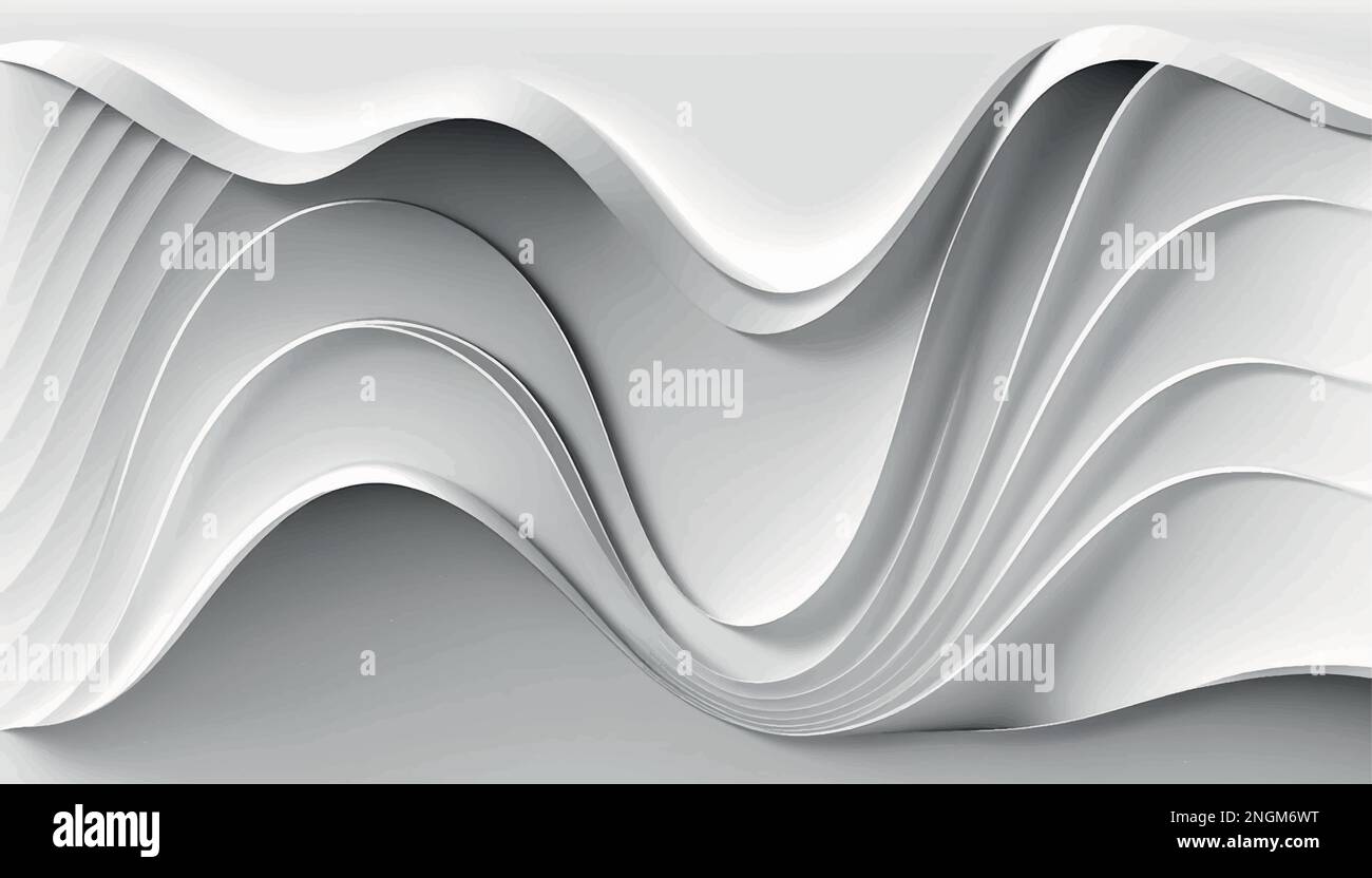 Abstract white and light gray waves, soft texture. Vector illustration ...