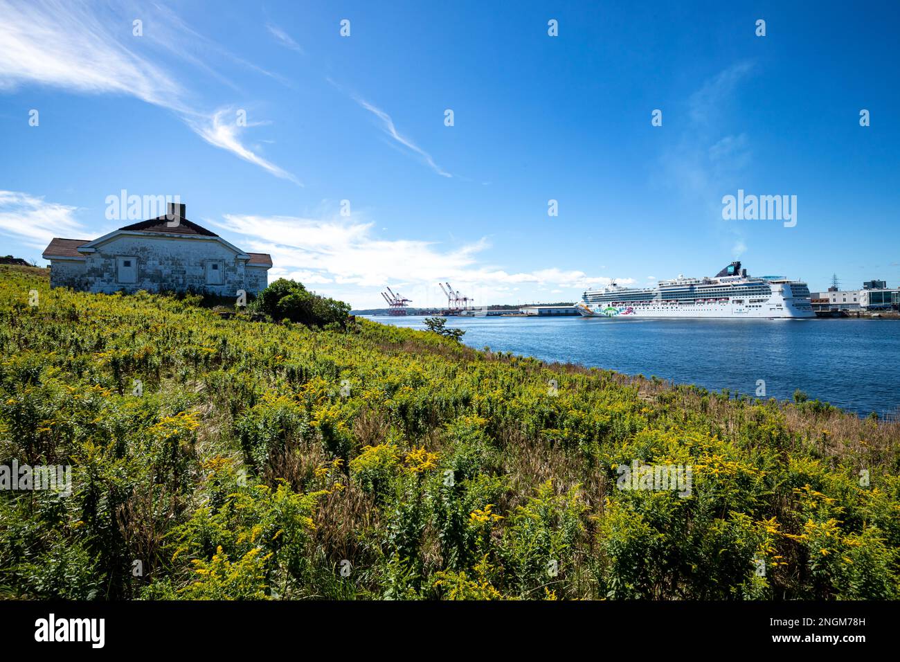 Cruise ship Norwegian Pearl at Halifax Harbour view from Georges Island ...