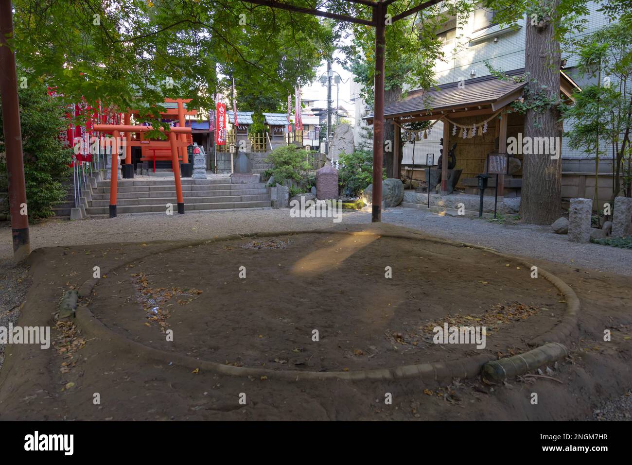 A stage of sumo-wrestling at Japanese Shrine Stock Photo - Alamy