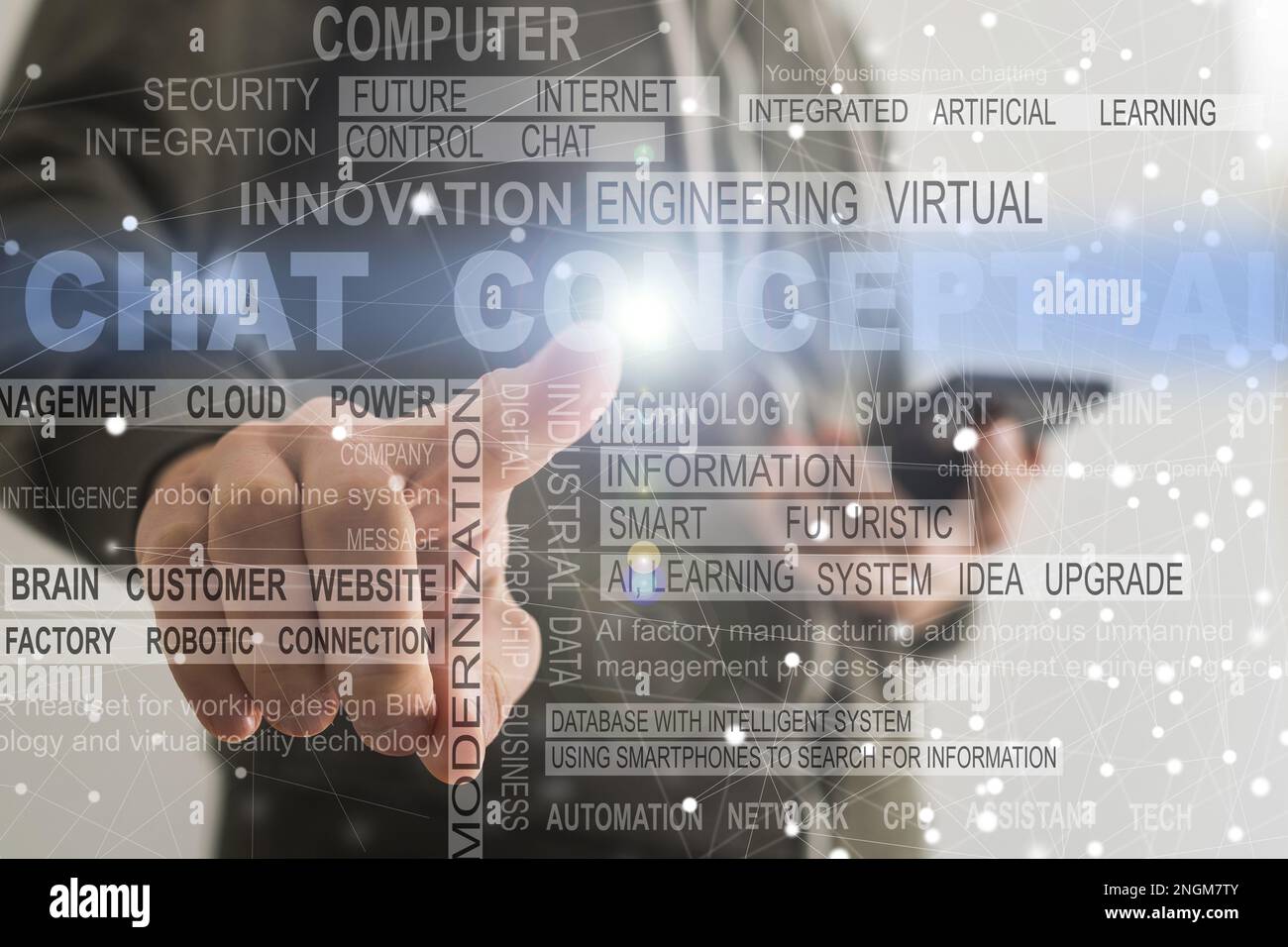 Businessman pressing virtual icons, virtual screen Stock Photo - Alamy