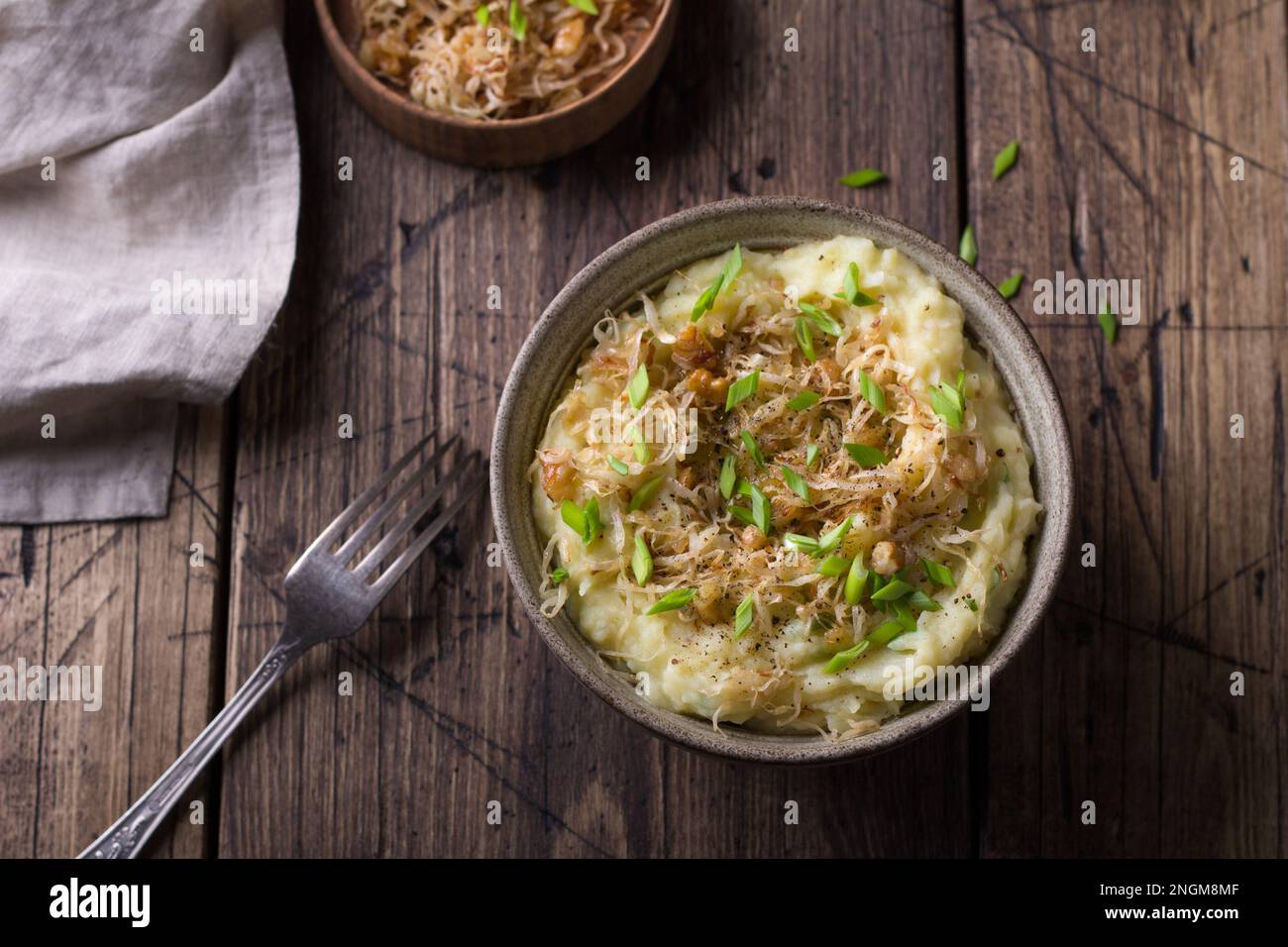 Traditional Irish dish colcannon, mashed potatoes with cabbage and ...