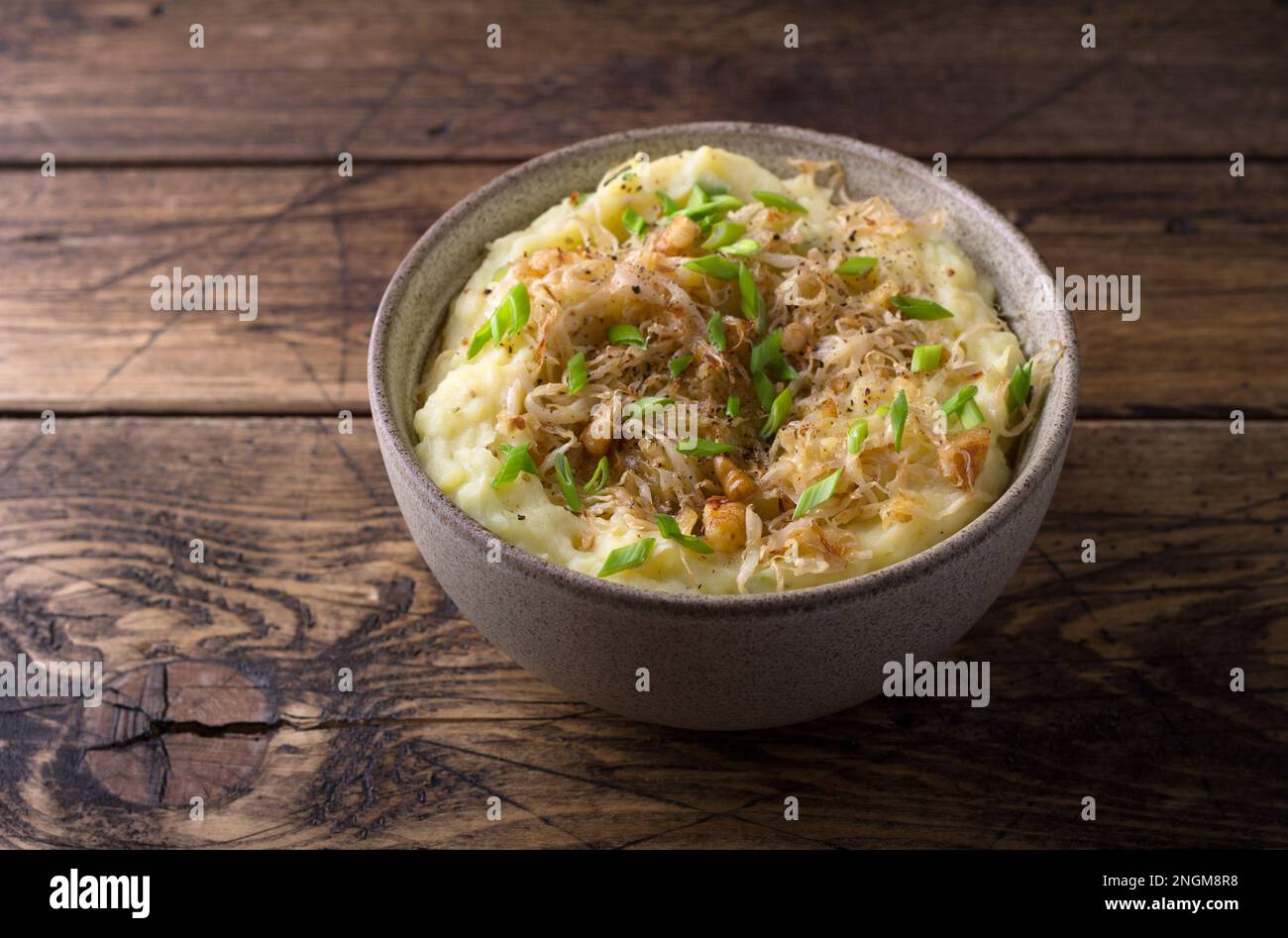 Traditional Irish dish colcannon, mashed potatoes with cabbage and ...