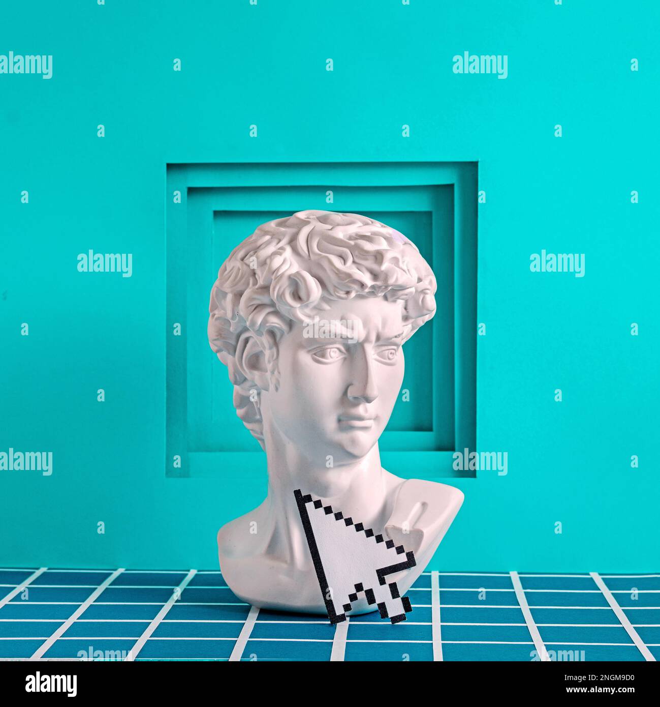 David and the mouse monitor pop atr in a graphic cyber vaporway space ...