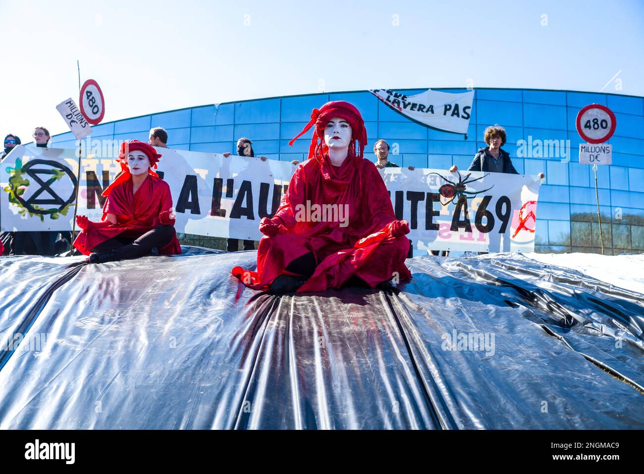 Lavaur, France. 18th Feb, 2023. An Extinction Rebellion action at ...