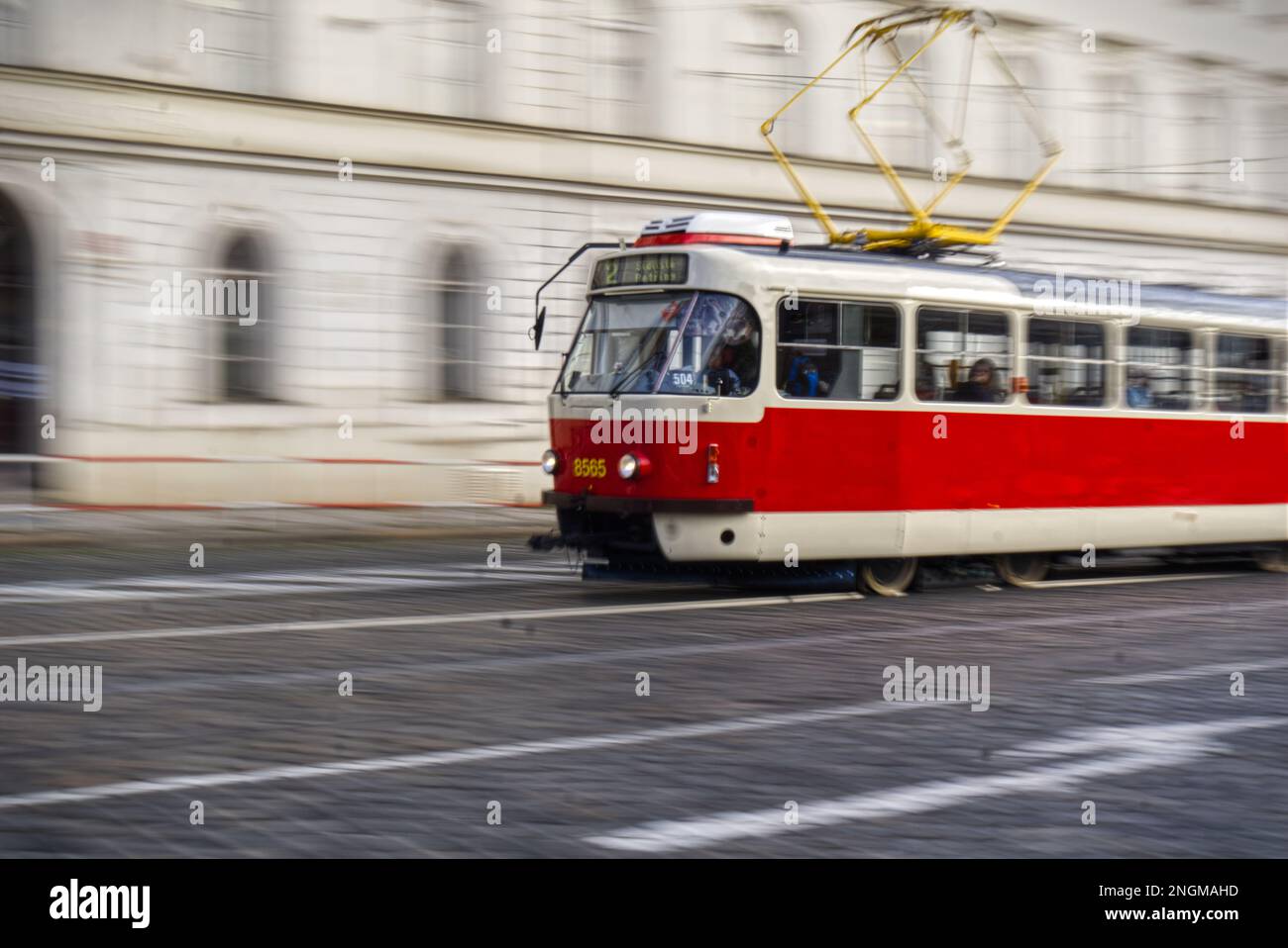 Old tram in the city prague Stock Photo - Alamy
