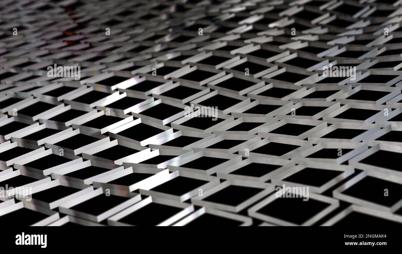 Metal mesh floating in waves in space, abstract background, endless ...
