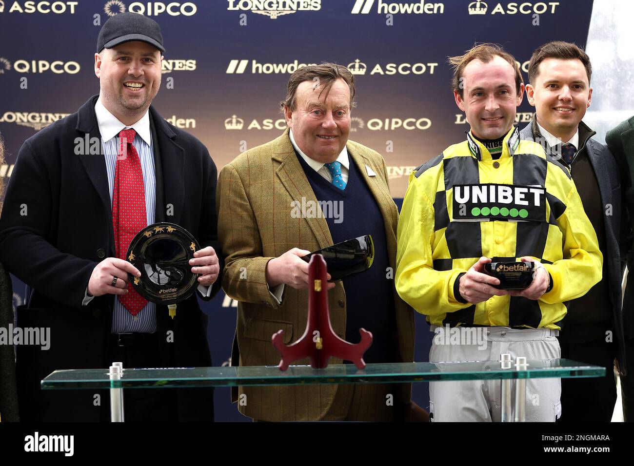 Trainer Nicky Henderson Centre And Jockey Nico De Boinville Right