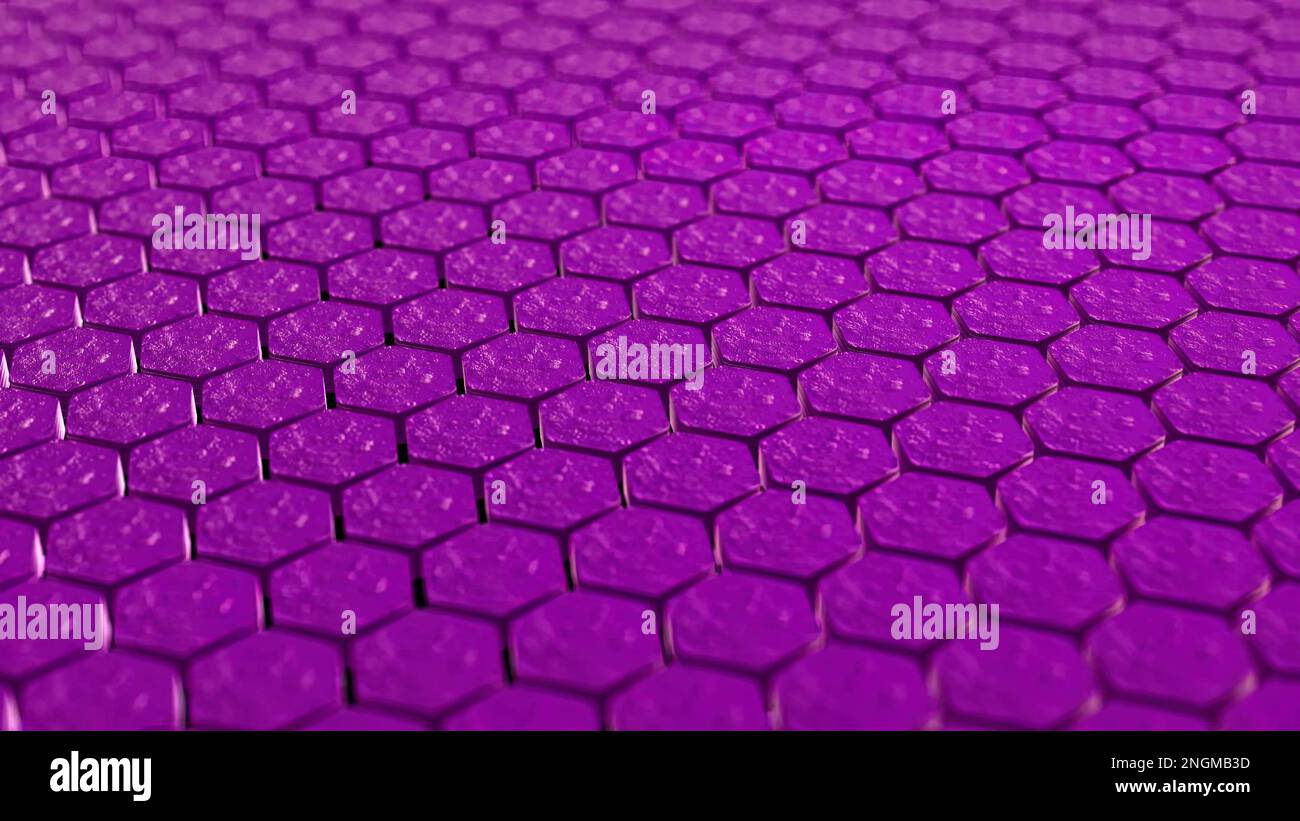 Hexagonal neon layered abstract purple shapes, field of geometric ...