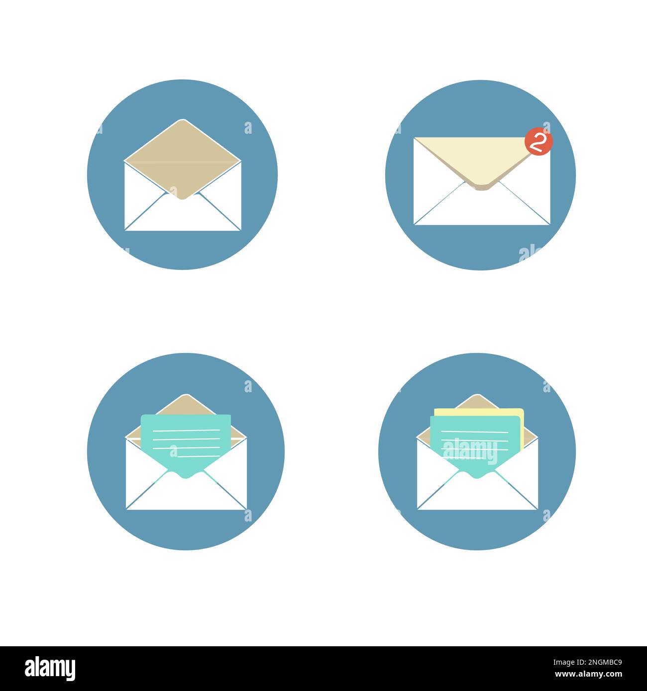 Letter envelope with paper document vector illustration. Closed, open ...