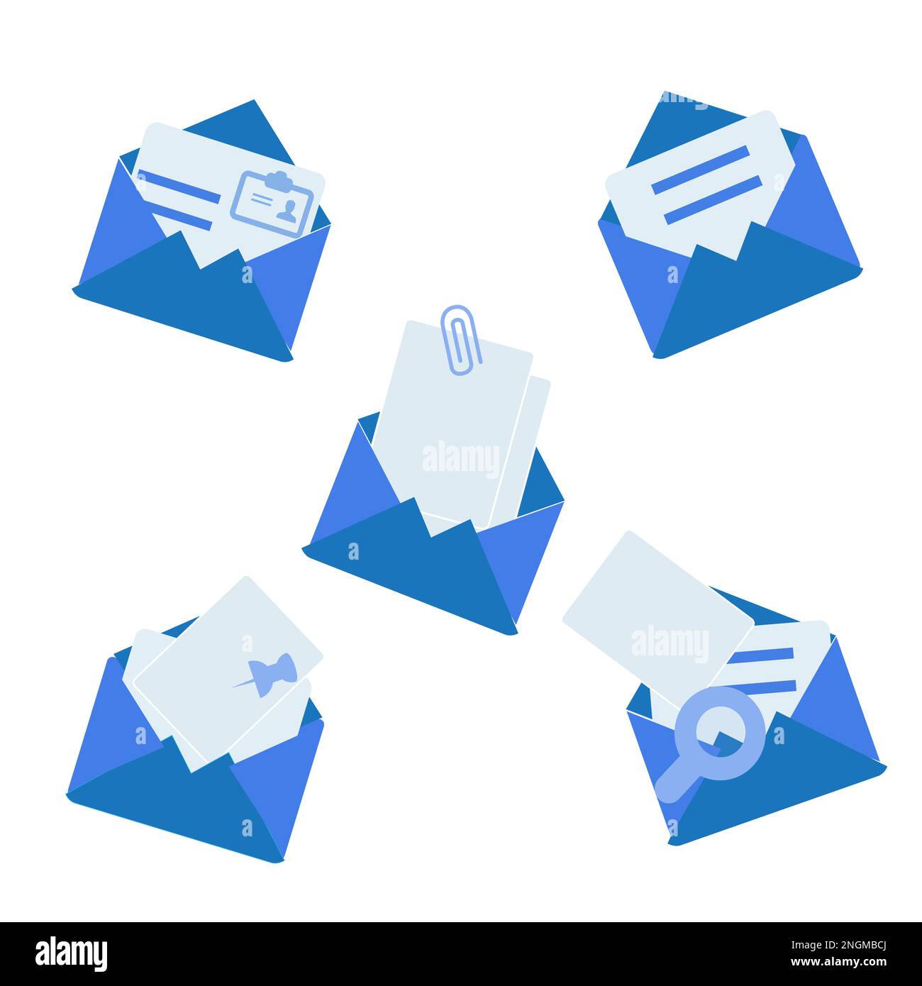 Letter envelope with paper document vector illustration. Closed, open with a message e-mail ...
