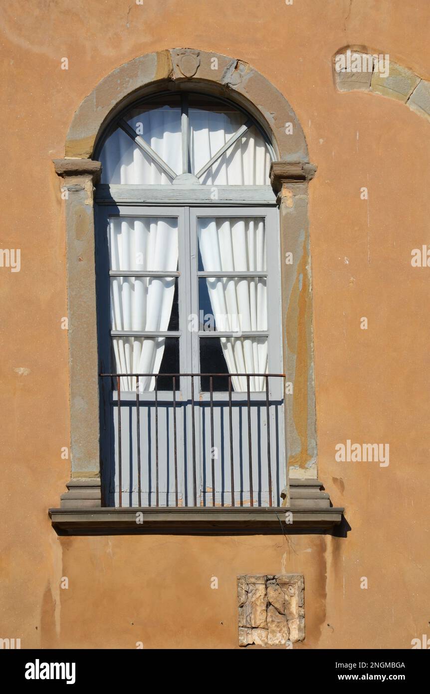 Italian window in an old stone house Stock Photo - Alamy