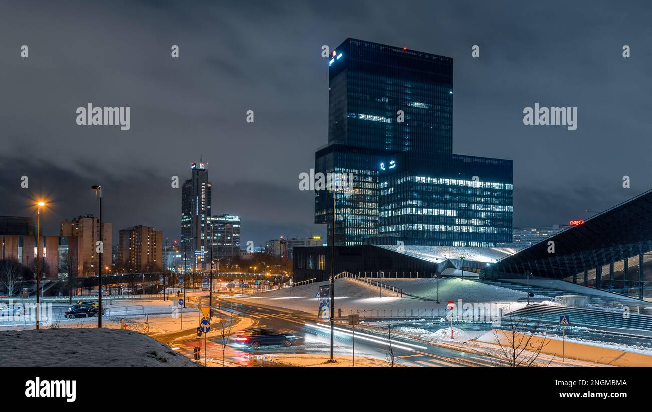 Katowice, Poland - February 03, 2023: Winter, evening panorama of the ...