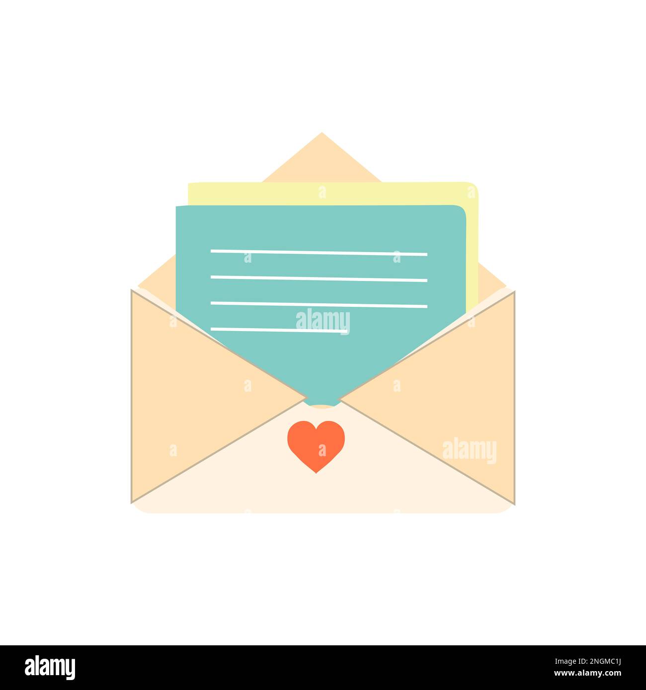 Letter envelope with paper document vector illustration. Closed, open ...