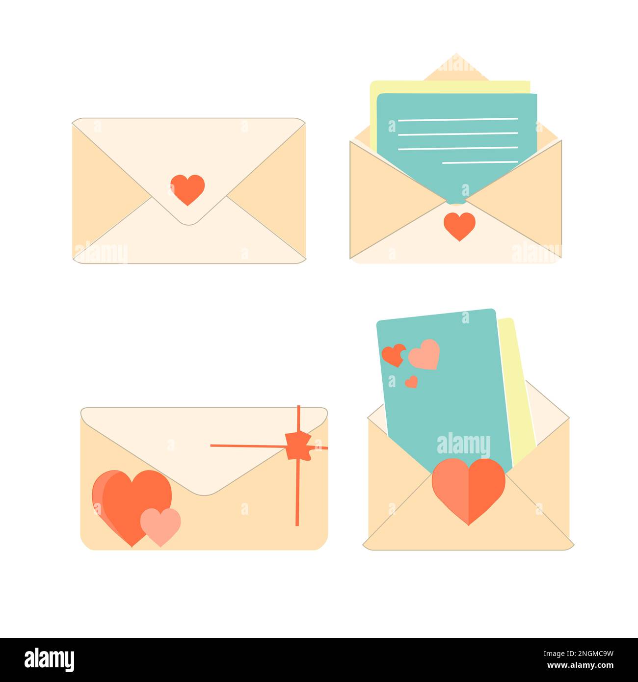 Letter envelope with paper document vector illustration. Closed, open ...
