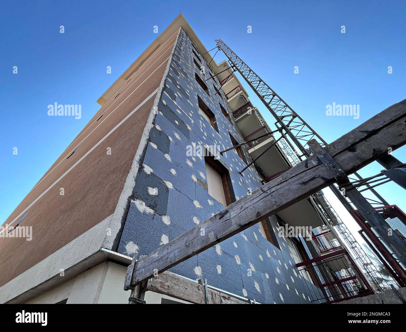 Renovation work on a building to improve thermal efficiency Stock Photo ...