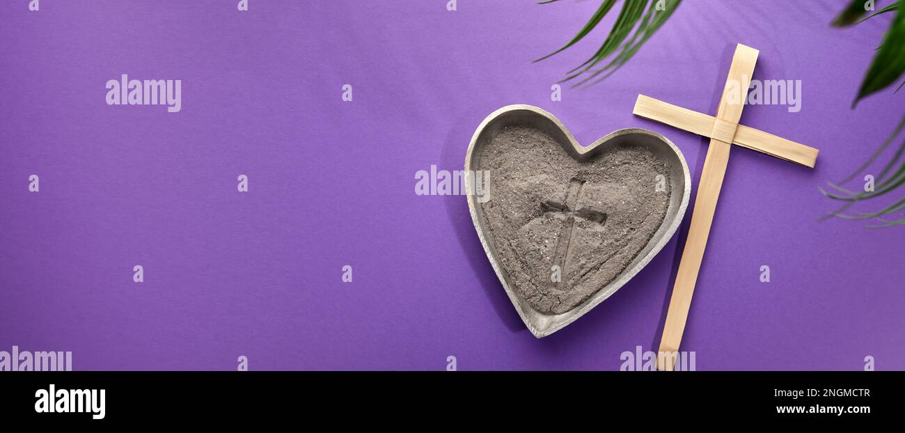 Ash Wednesday, Lent Season and Holy Week concept. Christian crosses and ...