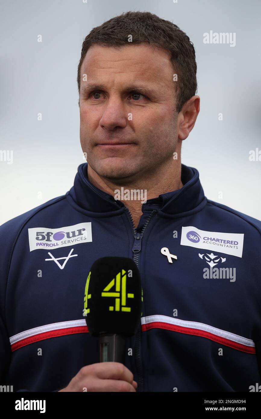 Willie Peters Head Coach of Hull KR is interviewed by channel 4 after ...