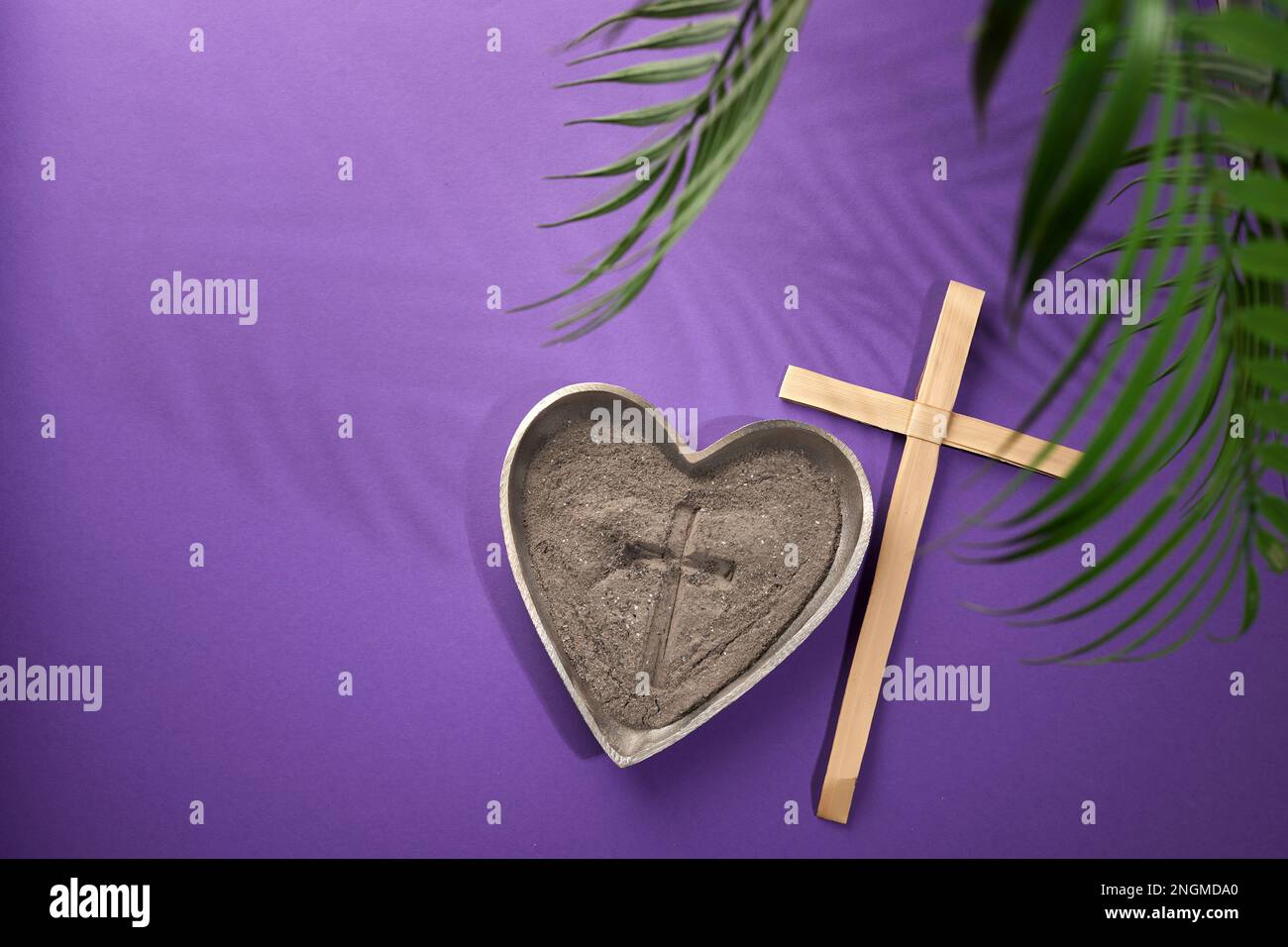 Ash Wednesday, Lent Season and Holy Week concept. Christian crosses and ...