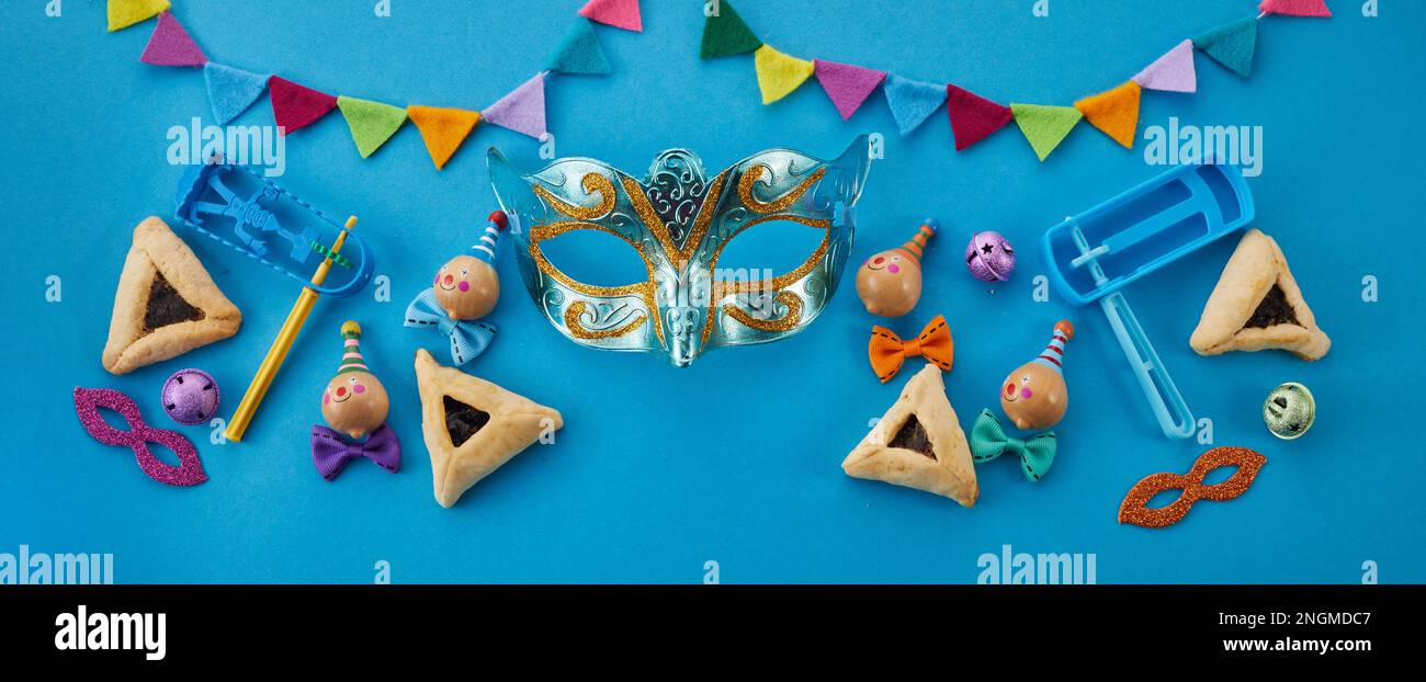 Purim celebration concept. Jewish carnival background. hamantaschen or ...