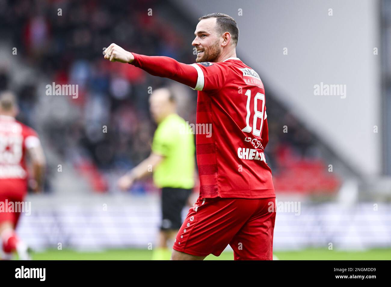 Antwerp's Vincent Janssen celebrates after scoring during a soccer ...